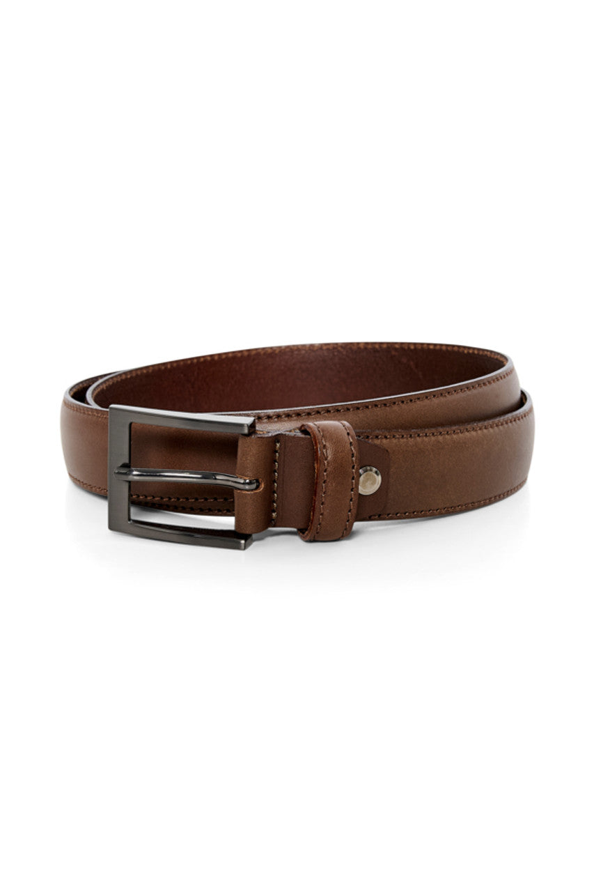 Charles & Hunt | Frank Stitch Leather Belt in Tan | Leather Belts